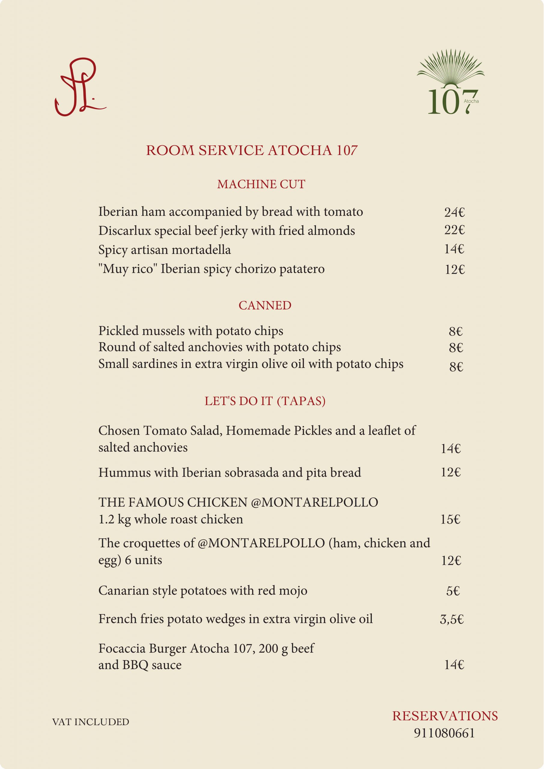 Room Service Atocha 107 Restaurant • Atocha 107